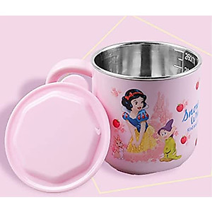 Everyday Delights Disney Princess Snow White Durable ABS Stainless Steel Cup with Lid, 250ml Pink