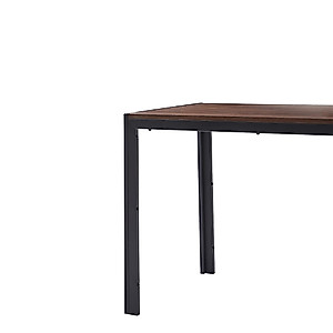 HESIEU Wooden rectangular walnut dining table modern kitchen dining table can accommodate 4-6 people for dining, desk writing table with metal legs suitable for dining room, living room, cafe, canteen