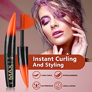 Joyeee Colored Mascara, 6 Colors Colorful Mascara Set, Waterproof and Smudgeproof Longlasting Mascara for Eyelashes, Blue Purple Green Red Yellow Orange Mascara