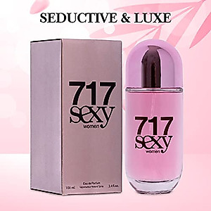 NovoGlow 717 Sexy Women- 100ml/3.4 Fl Oz Eau De Parfum Spray - Long Lasting Floral Citrusy & Powdery Fragrance Smell Fresh & Clean All Day Includes Carrying Pouch Gift for Women for All Occasions