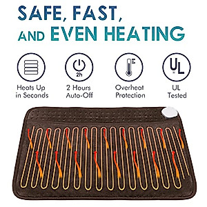 DAILYLIFE Heated Foot Warmers, 20"x24" Electric Heating Pad for Feet with 6 Heat Settings, Overheating Protection, 2 Hours Auto-Off, Machine Washable, Brown