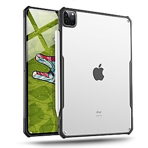 TineeOwl iPad Pro 12.9 inch Case 2022, 2021, 2020, 2018 (6th, 5th, 4th & 3rd Generation) Ultra Thin Matte Clear, Supports Apple Pencil Wireless Charging, Absorbs Shock (Black/Matte Back)