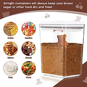 SUMMORO Brown Sugar Keeper, Brown Sugar Container 2.4Qt/2300ml with 6 PCS Brown Sugar Keeper Saver, Pop Airtight Food Storage Containers Brown Sugar Bear Softener for Moisture, Food Safe and Reusable