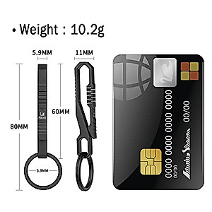 TISUR Keychain Pocket Clip, Quick and Easy Access to Keys, Titanium Key Holder with Detachable Keyring, Gifts for Men Women (25mm Black Ti Ring)