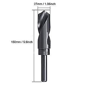 Bettomshin 1 Pcs Straight Handle Equal Drill Bit, Black 27mm Dia Drill Bits, HSS-9341 Milling High Speed Steel Twist Length for Hardened Metal, Stainless Steel, Cast Iron and Wood Plastic