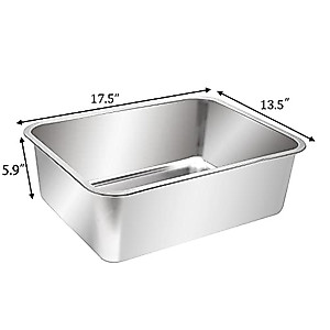 Kichwit Stainless Steel Litter Box for Cat, Non Stick Smooth Surface (17.5" L x 13.5" W x 6" H)