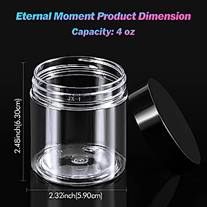 50 Pack 4 OZ Plastic Jars Round Clear Cosmetic Container with Lids, Eternal Moment Slime Jars for Lotion, Cream, Ointments, Makeup, Eye shadow, Rhinestone, Samples, Pot, Travel Storage
