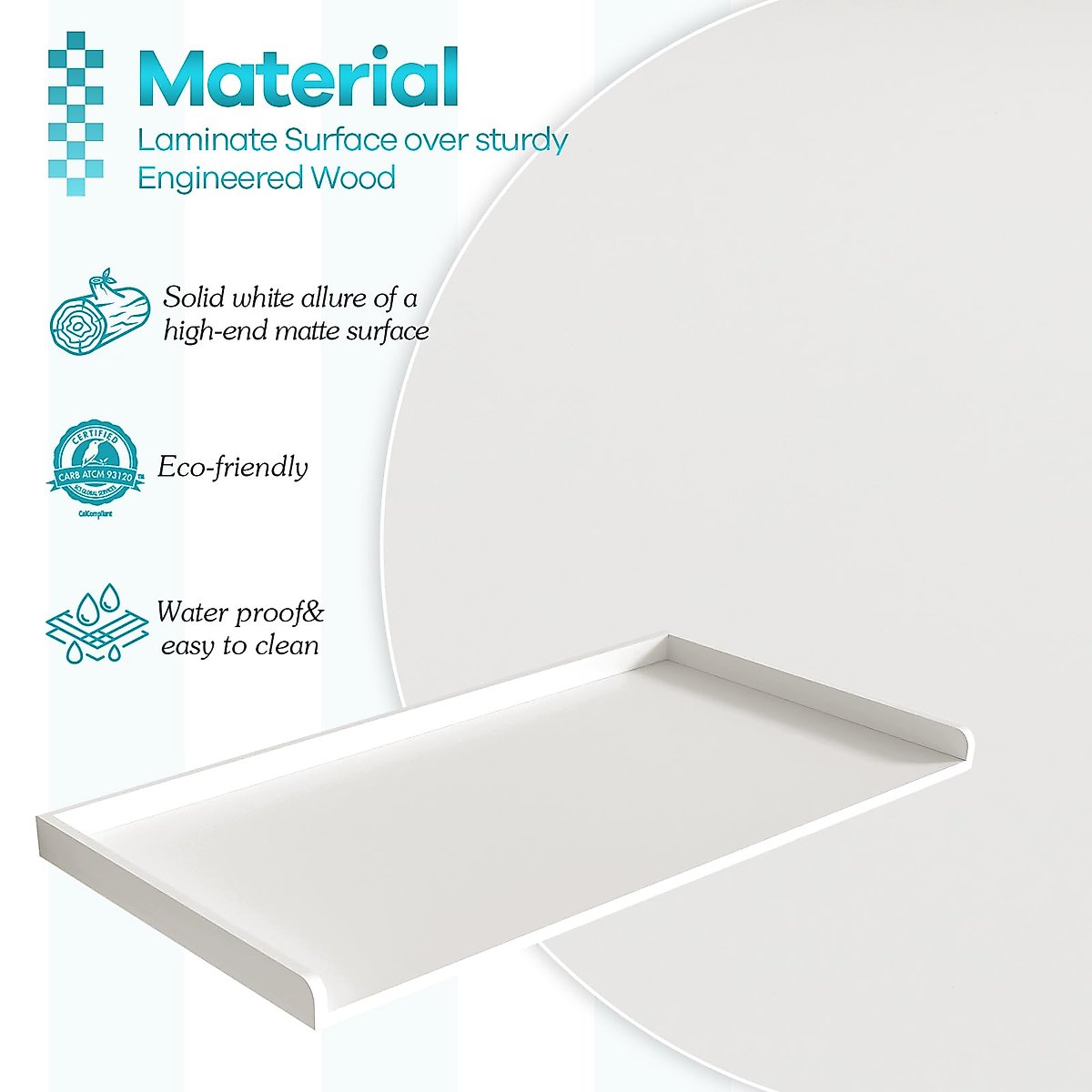 Kaboon Washer Dryer Countertop, Melamine Countertop with Edge Rails - 27.5" Depth x 54" Width Laundry Room Organization，White
