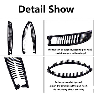 6PCS Banana Clips Hair Clincher Combs Bananas Vintage Large Hair Clip for Thick Banana Clips Set for Women Stylish Hair Accessories for Ponytails, Fishtails, and More (Brown, White, Black)