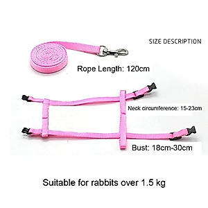 Rabbit Leash, Soft Harness Belt, All Body Adjustable Bunny Leads, Rabbit Harness Leash, Small Pet Traction Leads for Running(Pink)
