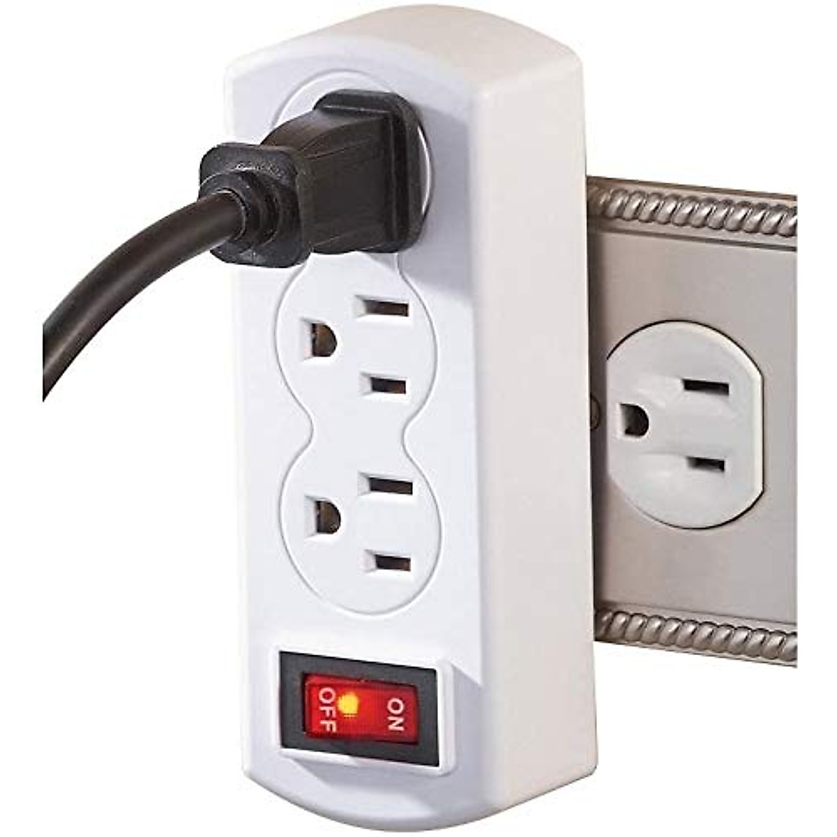 Topro23 Multi Outlet Wall Plug Grounded Triple Outlet Adapter with ON/OFF Switch 3 Prong ETL Listed 2 Pack White TP-SY610