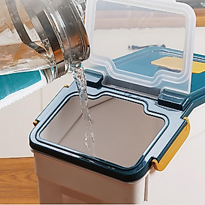 Rice Storage Container 50 lbs, 2 Pack Airtight Flour Storage Containers Bin with Measuring Cup & Scoop, BPA Free Plastic Rice Dispenser for Flour, Rice, Grain Holder Nuts and Dog Food - Dark Blue