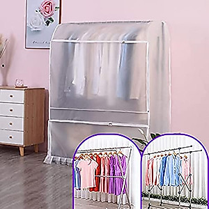 Cover for Clothes Stand - Dust Protection Clothes Cover Clothes Rack Storage Bag Clothes Rail Screen Protective Cover with Zip (Transparent,120 * 150 * 50cm)