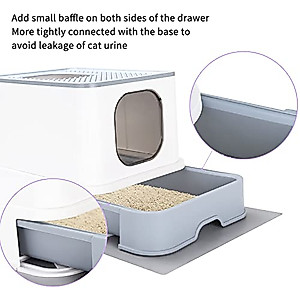 RIZZARI Foldable Cat Litter Box,Large Top Entry Anti-Splashing Litter Box with Lid,Enclosed Plastic Litter Box with Handy Litter Scoop,Drawer Type Cat Toilet Easy Cleaning (White)