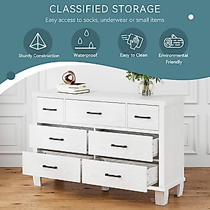 IDEALHOUSE Dresser for Bedroom with 7 Drawers, Modern Chest of Drawers Closet with Metal Handle, Wooden Dresser Organizer, for Bedroom, Living Room, White