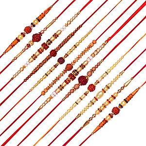 Amba Handicraft Rakhi for Brother/Rakhi/Rakhi Set of 12 / Rakhee/Designer rakhi/Send rakhi to USA/Rakhi for Brother with Gift Set/Rakhi Bhaiya Bhabhi/Rakhi Gift Card