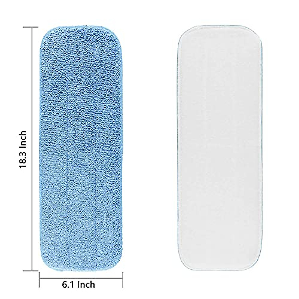 Reusable Microfiber Mop Pads, 6 Pack 18''x 6'' Mop Head Replacement, Wet/Dry Home & Commercial Cleaning Scrubbing Floor Mop Pad- Blue