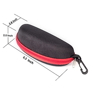 RayLove 3 Pack Sunglasses Case Portable Travel Zipper Eyeglasses Case Hook (2Red1Black)