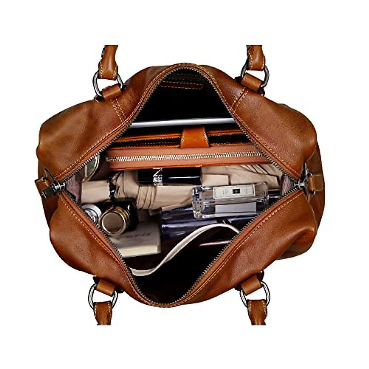 HESHE Genuine Leather Purses for Women Vintage Handbag Shoulder Bag Tote Top Handle Bags Designer Crossbody Satchel (Brown)