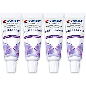 Crest 3D White Brilliance Toothpaste, Vibrant Peppermint, Travel Size 0.85 oz (24g) - Pack of 4