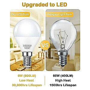 EvaStary Ceiling Fan Light Bulb E12 Candelabra Base, 3000K Warm White 60 Watt Equivalent, E12 LED Chandelier Light Bulbs, 6W 600LM Brightness G14 Mini Globe Candelabra Lighting, Non-dimmable, 6 Pack
