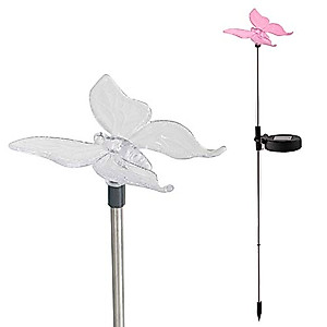 Solar Garden Stake Waterproof Outdoor Light with Vivid Color Charging Figurine –Butterfly LED Garden Landscape Lawn Lamp for Flower Beds Backyards Decoration, 1Pack