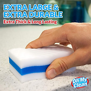 (25 Pack) Extra Durable Eraser Sponge - Extra Thick, Long Lasting, Premium Melamine Sponges in Bulk - Multi-Purpose Power Scrubber - Bathroom, Kitchen, Floor, Bathtub, Toilet, Baseboard, Wall Cleaner