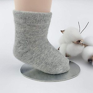 WAFUNNE Baby Socks for Toddler Boys Girls Cotton Crew 3-5T 12 Pairs Gray G0L