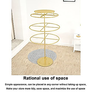 Simple Commercial Grade Clothing Modern Garment Rack, Lingerie store shelf golden display rack, Floor stand round 3-layer rotatable Nakajima bra panty rack, For hanging underwear, panties, scarves