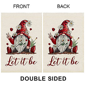 Balgardekor Let it be Garden Flag Vertical Double Sided Red Gnomes Farmhouse Burlap Spring Summer Yard Outdoor Decor Home Decor (12.5 x 18, Let it be)
