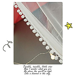 OldPAPA Princess Bed Canopy for Children, Toddler Bed Mosquito Net Crib Gauze Curtain Tent Half-Round Dome Reading Corner Tent Room Decor, Red