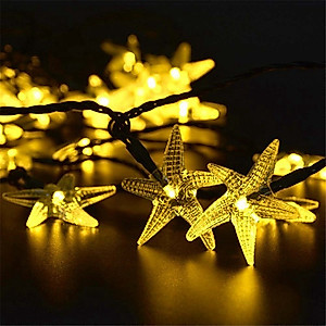 30 LED Solar String Lights , Waterproof Fairy Starfish Shaped Indoor & Outdoor Decorative Christmas Lighting Used for Party Wedding Home Garden New Year Decorations by elecfan - Warm White