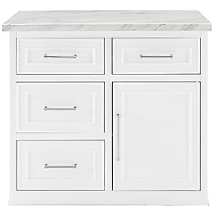 Crosley Furniture Cutler Kitchen Island with Faux Marble Top, White