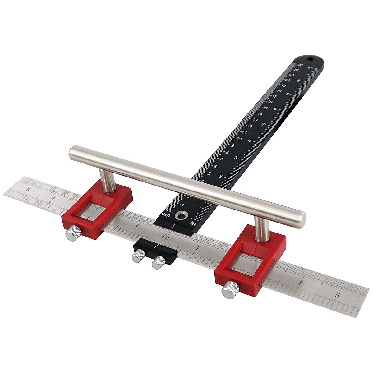 Milescraft 1340 Hardware Jig – Adjustable Drill Guide to Quickly Install Cabinet/Drawer Handles, Knobs and Pulls. Cabinet Hardware Template, Wood Drilling Guide Jig, Drawer Pull Jig.