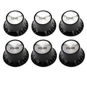 Yootones 6Pcs Speed Control Knobs Plastic Top Hat Style Knobs Compatible with Les Paul Electric Guitar Replacement (Black)