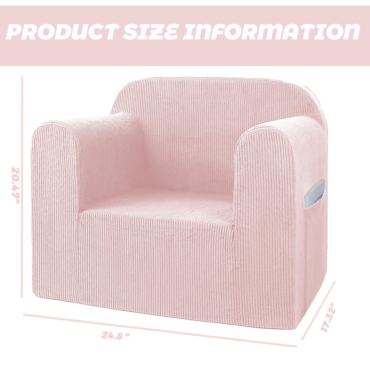 Gurxien Toddler Corduroy Couch Thick Foam Bean Bag Chair Snuggle-Soft Armchair Kids Soft Cuddly Reading Fuzzy Baby Chair Suit for 1-6 T Light Pink