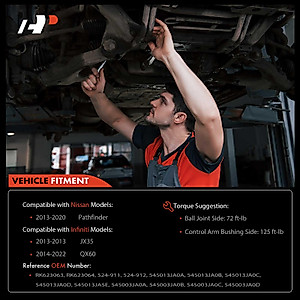 A-Premium 2 x Front Lower Control Arm Assembly, with Ball Joint & Bushing, Compatible with Nissan Pathfinder 2013-2020, Infiniti QX60 2014-2022, JX35 2013, Replace # K623063 K623064