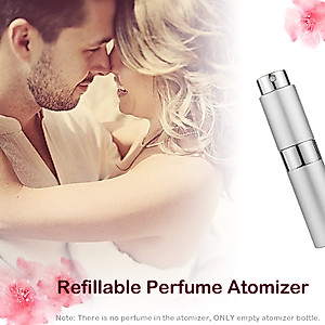 KAYZON Refillable Perfume Atomizer for Travel, Portable Mini Spray Bottle Scent Pump Case, Fragrance Empty Cologne Dispenser, Perfume Aftershave Container Sprayer For Traveling Outgoing, 8ML (Silver)