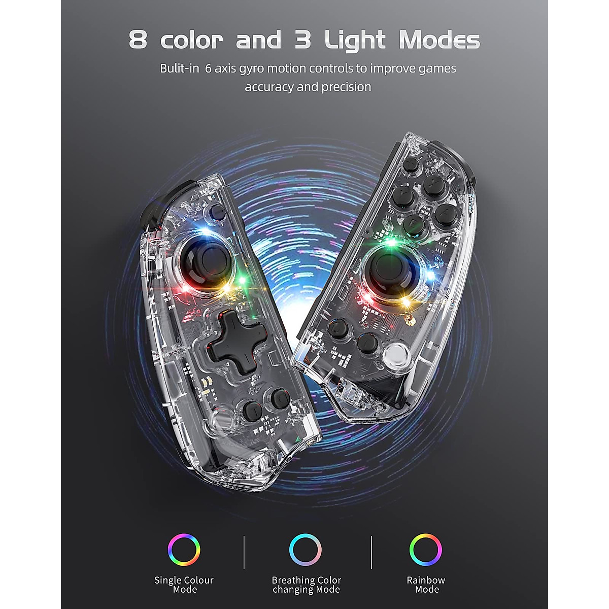DOYOKY Wireless Game Controller, Bluetooth Controller for PC/Android/Steam/Switch, PC Controller with LED Backlight, Gamepad with Turbo/6-Axis Gyro/Dual Motors (with Phone Bracket)