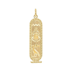 Solid 14k Yellow Gold Egyptian Cartouche Tablet Pendant