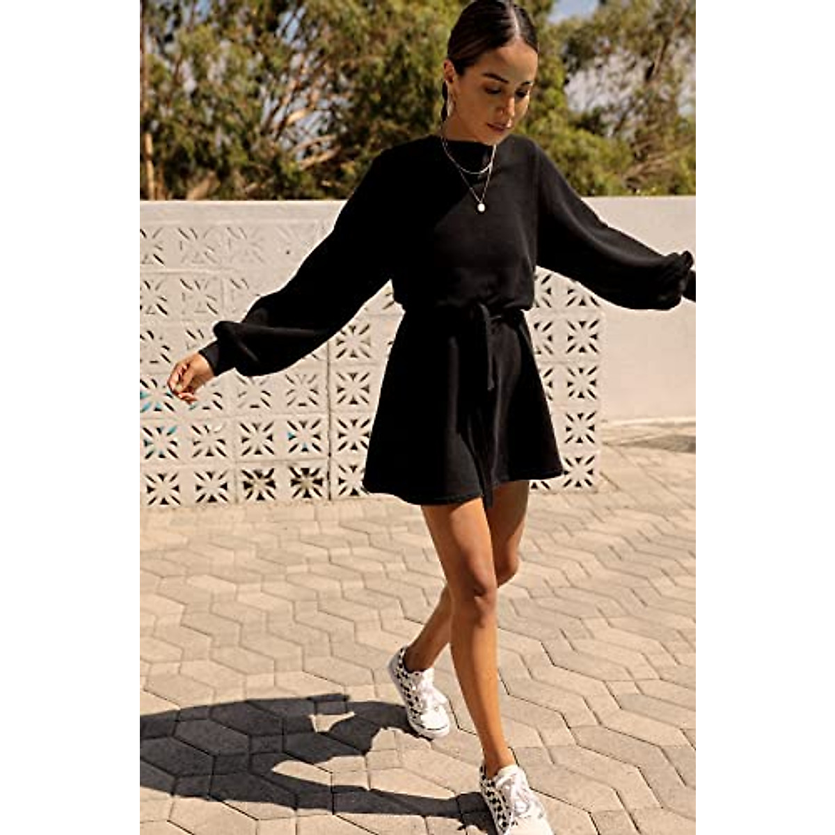 Bandier SJ-SJB10004-Sincerely Jules x The Dahlia Sweatshirt Dress-Black-S