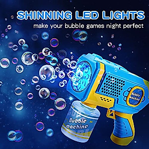 EagleStone 2 Bubble Guns for Toddlers, Automatic Bubble Machine for Kids, Bubble Blower w/ 4 Bottles Bubble Solution Refill & LED Lights, Bubbles Party Favors for Summer Outdoor Toy Birthday Gifts