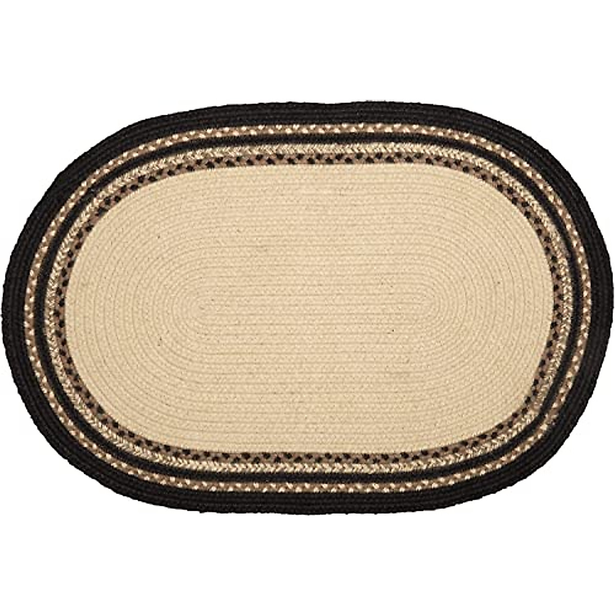 VHC Brands Sawyer Mill Charcoal Jute Rug Farmhouse Style Rustic Black Cow Animal Design Area Rug Entry Living Room Kitchen Floor Cover Oval Rug w/Pad 20x30