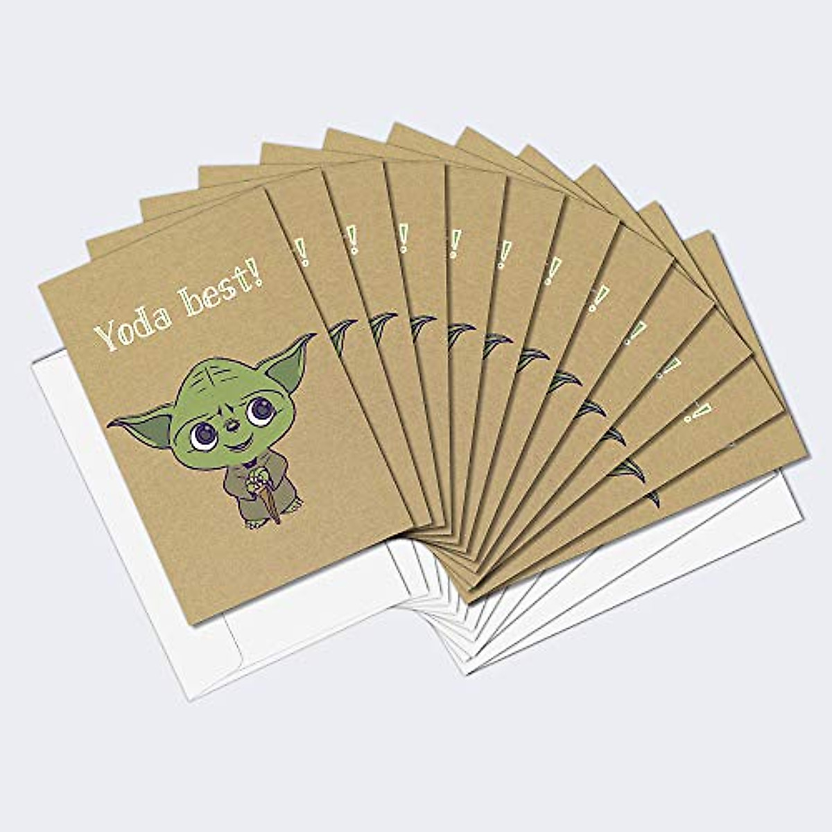 Tree-Free Greetings 12 Pack Thank You Notecards,Eco Friendly,Made in USA,100% Recycled Paper, 4"x6", Yoda Best (TK30407)