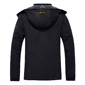 GEMYSE Women's Mountain Waterproof Ski Snow Jacket Winter Windproof Rain Coat Outdoor Hiking Windbreaker(Black 8301,X-Large)