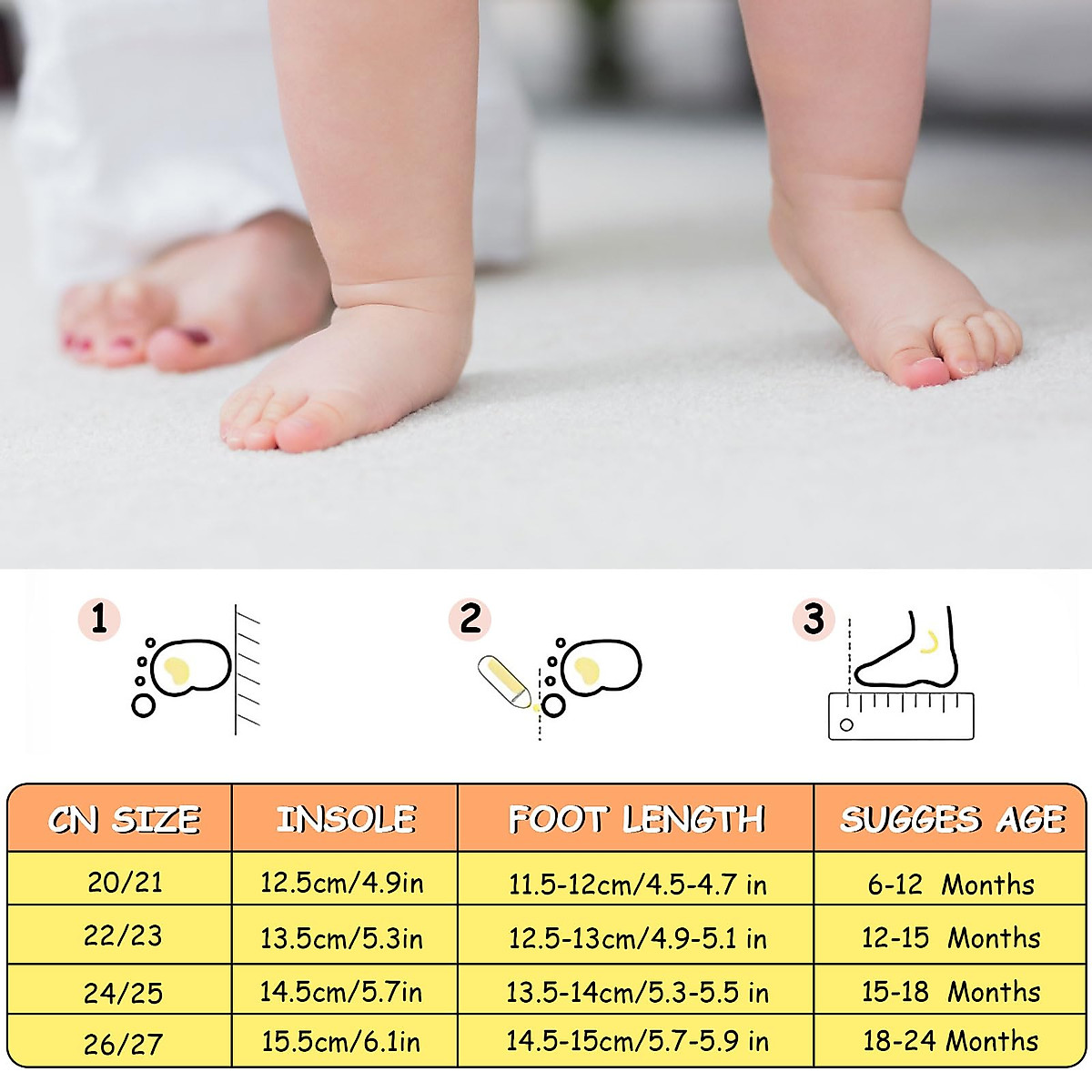 Dexspoeny Sock Shoes for Baby Boy 1 Pair Baby Walking Shoes-Sock Shoes Soft Rubber Sock Shoes Toddler Non Slip Walker Shoes for Babies Boy Girls Infant Baby Slippers Toddler Shoes Yellow