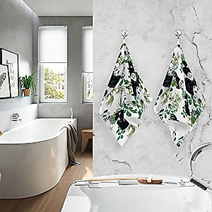 MAOBLYR Panda Bears Set of 2 Fingertip Towel Larger Pure Cotton Soft Highly Absorbent Hand Towels for Bathroom Spa Home (16 x 28 Inches)