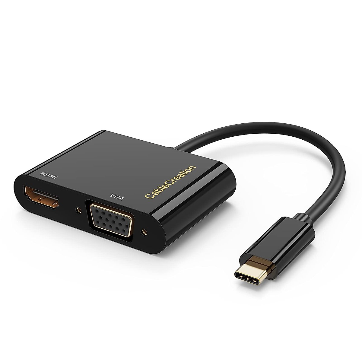 CableCreation USB C to HDMI VGA Adapter, Type C to VGA to USB C Thunderbolt 3 for Dual Monitor Adapter Compatible with iPhone 15 Plus/15 Pro Max, Galaxy S22 Ultra, MacBook Pro 2020, iPad Pro 2020