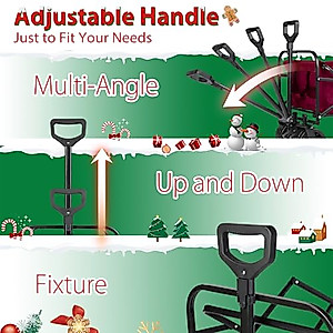 Sekey Heavy Duty Foldable Wagon with 330lbs Weight Capacity, Collapsible Folding Utility Garden Cart Big All-Terrain Beach Wheels & Drink Holders.Red