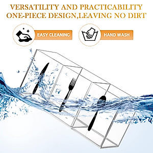Suzile Acrylic Cutlery Storage Organizer Bin Clear Silverware Caddy Countertop Knife Spoon and Fork Holder Kitchen 3 Section Tableware Storage Box for Cabinet Indoor Outdoor Home Flatware Dining Room